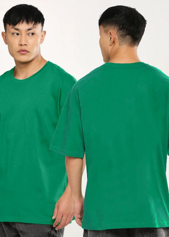 Basic Emerald Green Oversized T Shirt For Men - kwabey.com