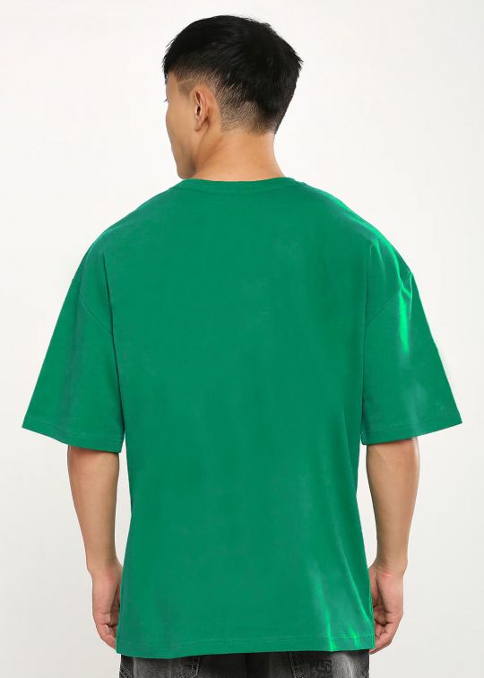 Basic Emerald Green Oversized T Shirt For Men - kwabey.com